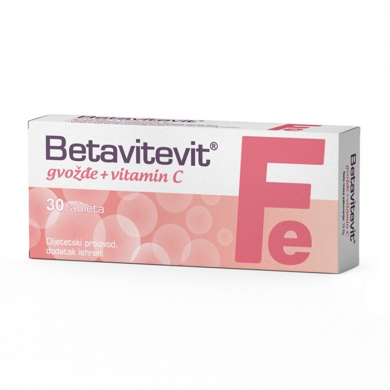 Betavitevit Fe, gvožđe i vitamin C 30 tableta | Online prodaja ...